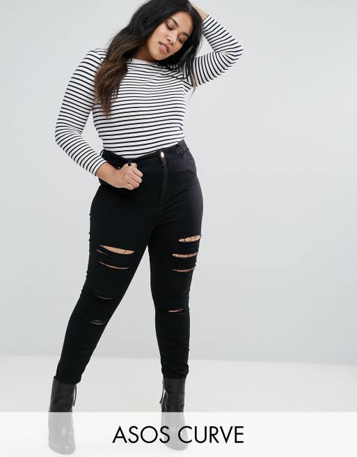 Asos Curve Asos Design Curve Ridley High Waist Skinny Jeans In Black