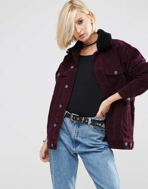 Asos Asos Veste Girlfriend En Velours Côtelé à Col Amovible En