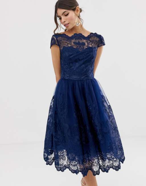 Chi Chi London | Chi Chi London premium lace midi dress with cap sleeve Chi Chi London | Chi Chi London premium lace midi dress with cap sleeve