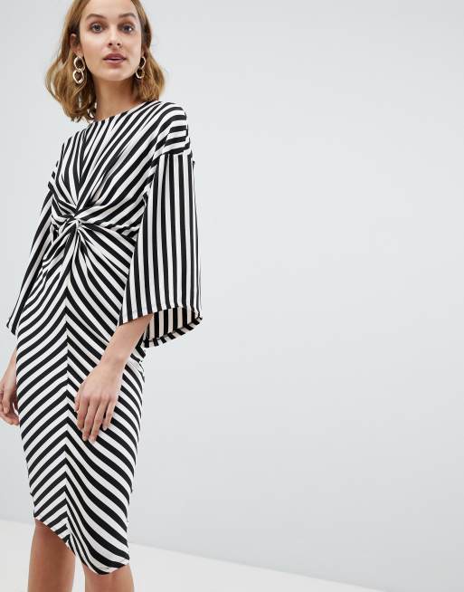 River Island River Island Twist Front Stripe Kimono Sleeve Dress