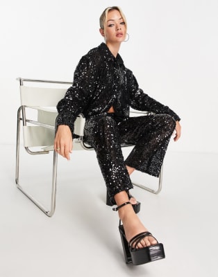 4th & Reckless sequin co-ord in black | ASOS