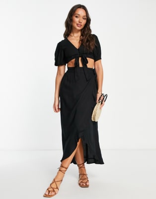 Accessorize crop beach top in black - part of a set- BLACK | ASOS