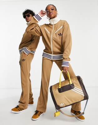 adidas Originals 'adicolor 70s' unisex striped track set in brown | ASOS