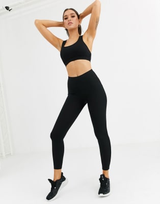 ASOS 4505 scoop neck bra and high waisted legging in rib | ASOS