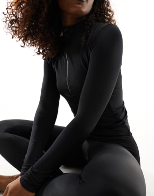 ASOS 4505 WB Swim 1/4 zip guard top and leggings in black | ASOS