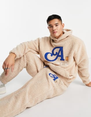 ASOS Actual set in teddy borg with boucle logo in grey | ASOS