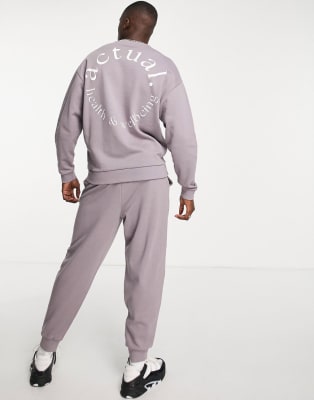 ASOS Actual set with logo print in gray ridge | ASOS