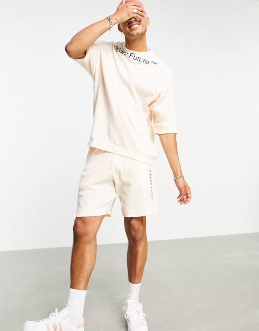 Asos Dark Future Co Ord In Lightweight Waffle In Neutral Asos