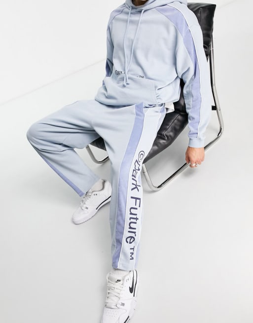Asos Dark Future Co Ord Oversized With Velour Panels And Logo Prints In