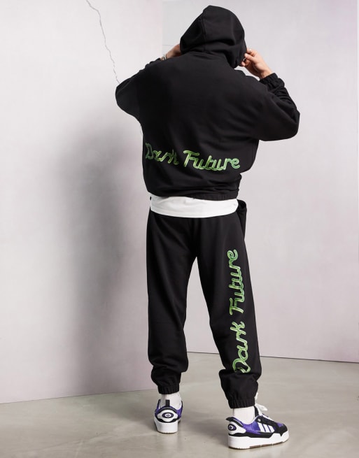 Asos Dark Future Co Ord With Bubble Graphic Logo Print In Black Asos