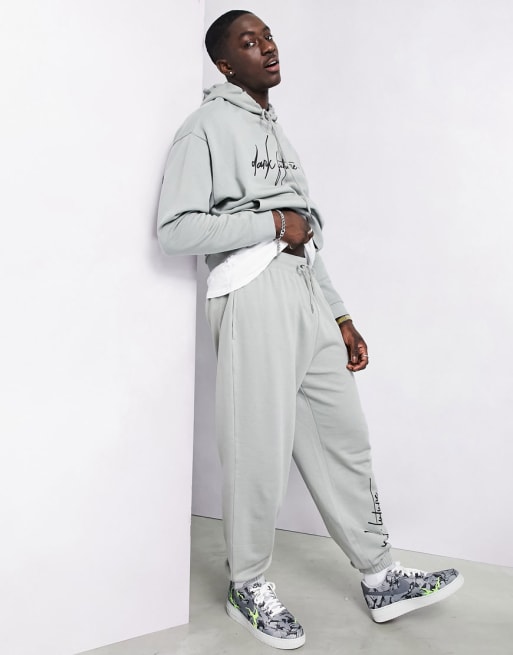 Asos Dark Future Oversize Kombiteil In Grau Mit Logoprint Asos