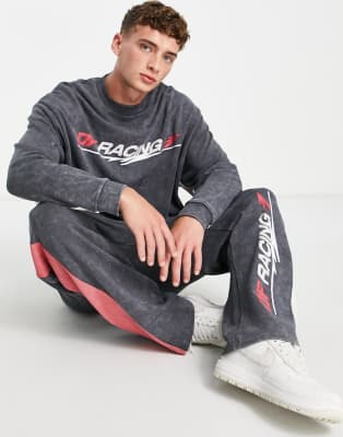 ASOS Dark Future set with contrast rib panels and graphic print in ...