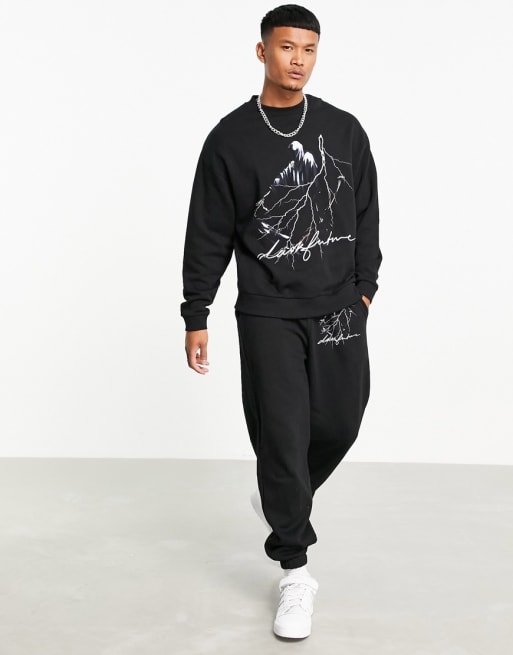 ASOS Dark Future set with front graphic print in black | ASOS