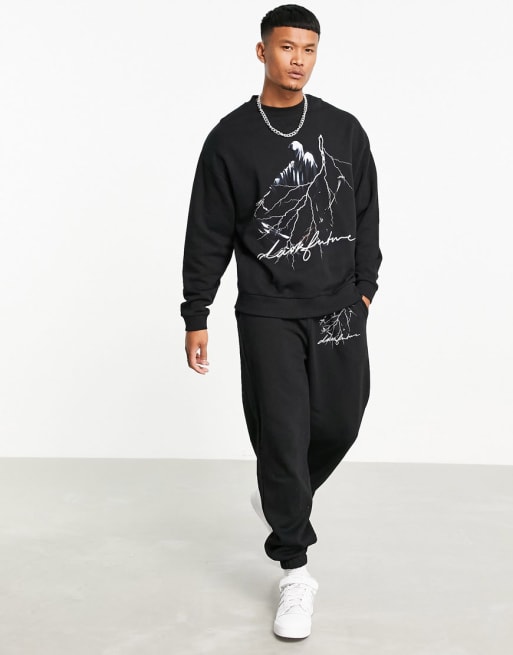 ASOS Dark Future set with graphic print in black | ASOS