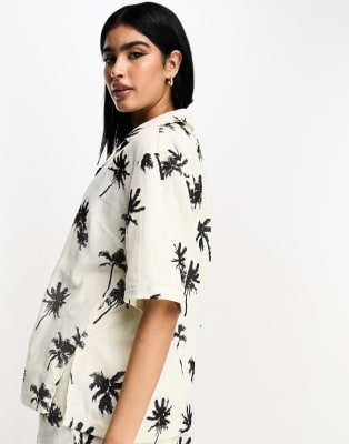 ASOS DESIGN cheesecloth pull on pants set in palm tree print | ASOS