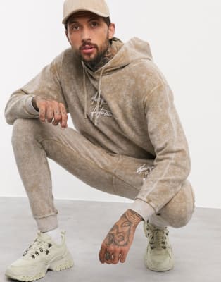 ASOS DESIGN co-ord in washed reverse fleece with dark future logo | ASOS