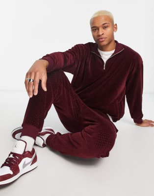 ASOS DESIGN co-ord oversized tracksuit in jacquard velour | ASOS