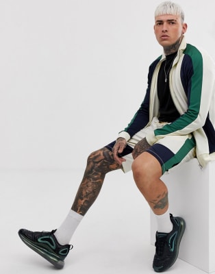 ASOS DESIGN co-ord poly tricot with colour blocking in off white and ...