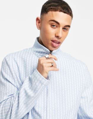 ASOS DESIGN co-ord smart skinny in blue geo jacquard | ASOS