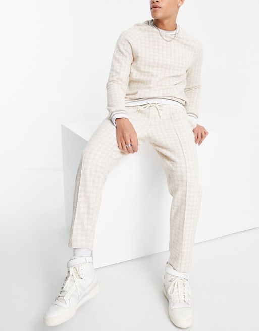 Asos Design Co Ord Sweatshirt And Joggers In Smart Textured Check Asos