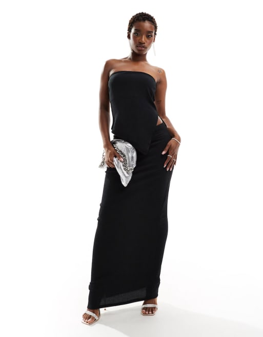 Asos Design Coordinato Nero Con Top A Fascia Testurizzato E Gonna Con