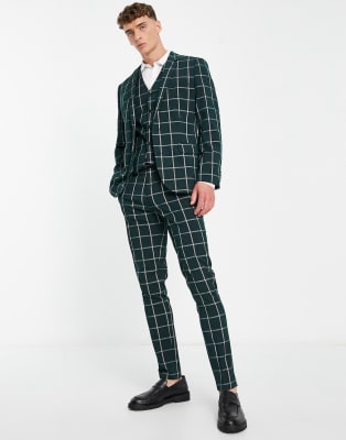 ASOS DESIGN - Costume ajusté à grands carreaux - Sarcelle foncé | ASOS