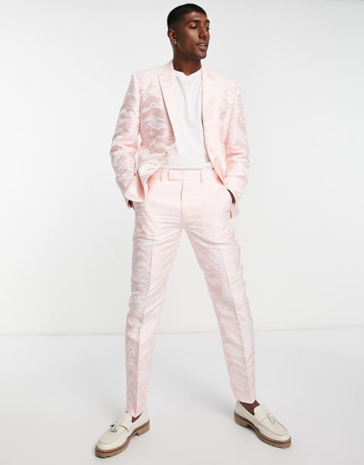 ASOS DESIGN - Costume ajusté en jacquard zébré - Rose | ASOS