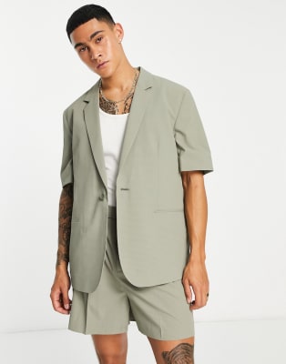 ASOS DESIGN - Costume en micro crépon - Vert sauge | ASOS