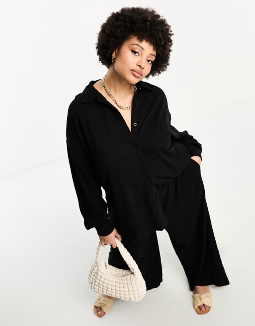 Asos Design Curve Ensemble Avec Chemise Oversize Froissée Et Pantalon