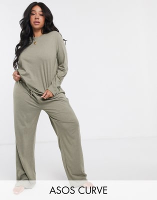 ASOS DESIGN Curve mix & match jersey long sleeve top and pants | ASOS