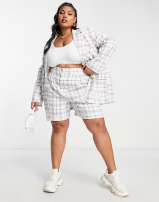 ASOS DESIGN Curve mix & match suit in blue check | ASOS