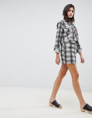 ASOS DESIGN denim jacket & skirt co-ord in check | ASOS