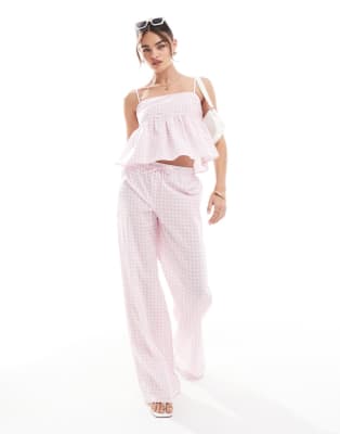 ASOS DESIGN - Ensemble caraco en popeline avec nœud dans le dos et pantalon à carreaux vichy ...