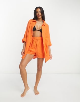 ASOS DESIGN - Ensemble de plage texturé - Orange | ASOS