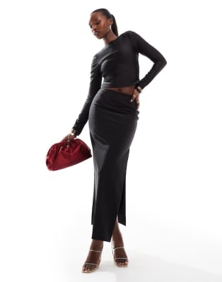 ASOS DESIGN - Ensemble top dos nu style disco et jupe mi-longue - Noir | ASOS