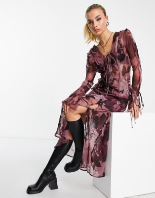 ASOS DESIGN - Ensemble transparent à imprimé foncé fleurs | ASOS