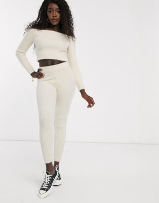 ASOS DESIGN fluffy rib two-piece in Cream | ASOS