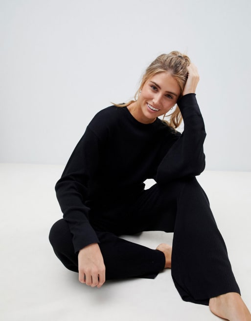 Asos Design Hochwertiges Freizeit Sweatshirt Aus Strick Mit Tief