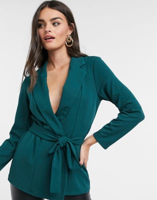 ASOS DESIGN jersey wrap suit in forest green | ASOS