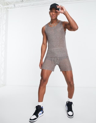 ASOS DESIGN knit set in metallic rainbow mesh | ASOS