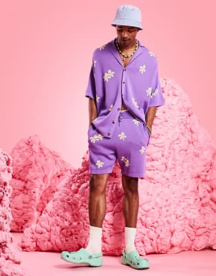 ASOS DESIGN knitted set in purple floral | ASOS