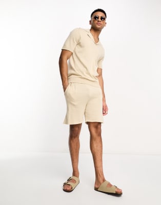 ASOS DESIGN lightweight knit cotton set in stone | ASOS