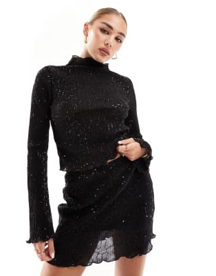 ASOS DESIGN - Mini-jupe d'ensemble plissée - Noir | ASOS