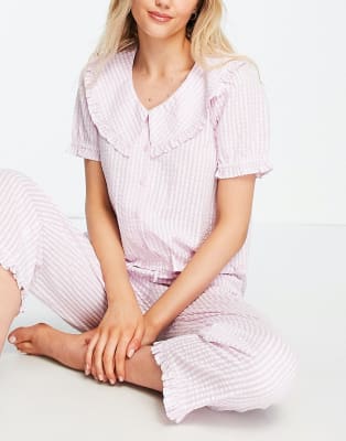 ASOS DESIGN mix & match gingham seersucker set in pink | ASOS