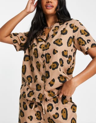 ASOS DESIGN mix & match modal leopard print set in brown | ASOS