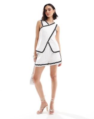ASOS DESIGN Mix & Match rik rak trim co-ord in mono | ASOS