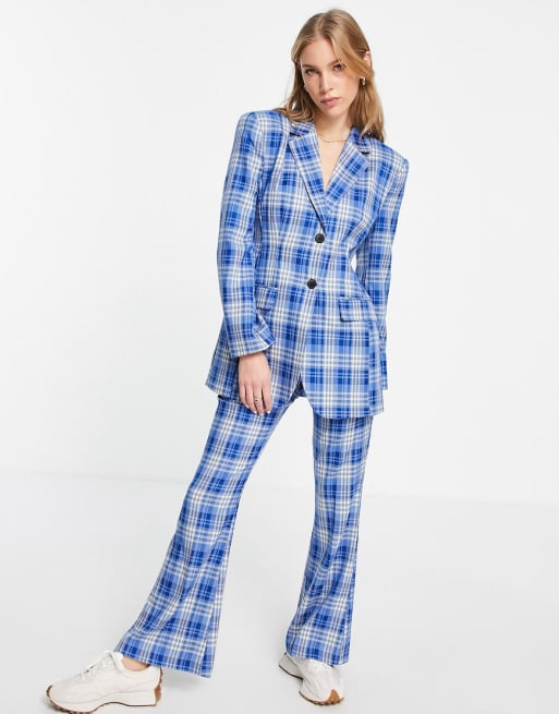 ASOS DESIGN molded hip suit in blue check | ASOS
