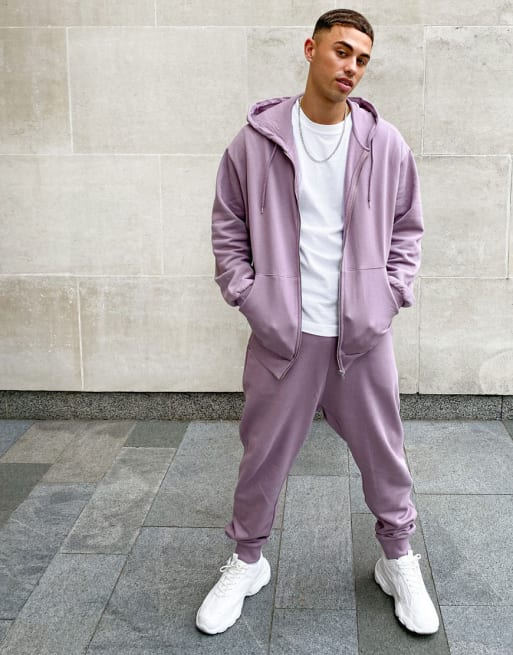 Asos Design Oversize Kombiteil In Leuchtendem Rosa Mit Reißverschluss