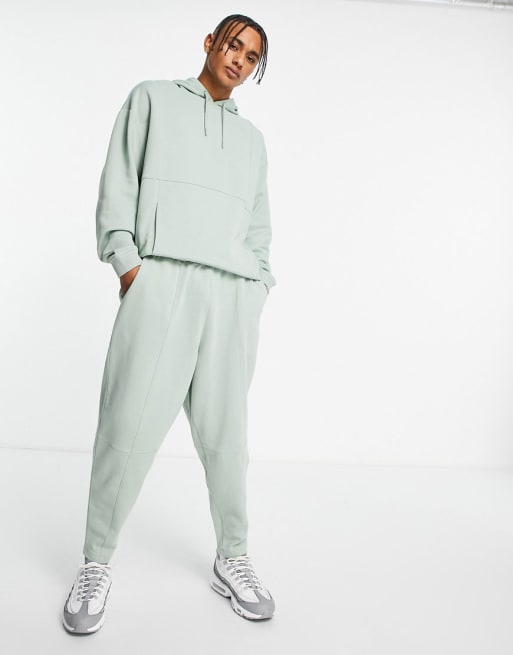 Asos Design Oversize Set In Verwaschenem Grün Mit Ziernähten Asos