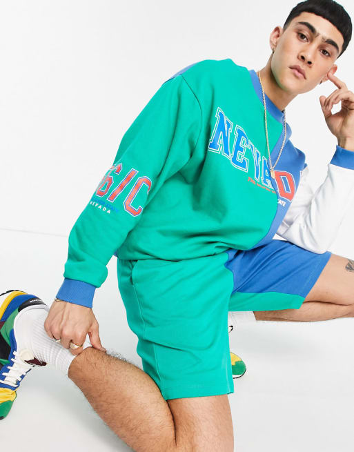 ASOS DESIGN oversized co-ord with spliced collegiate print | ASOS